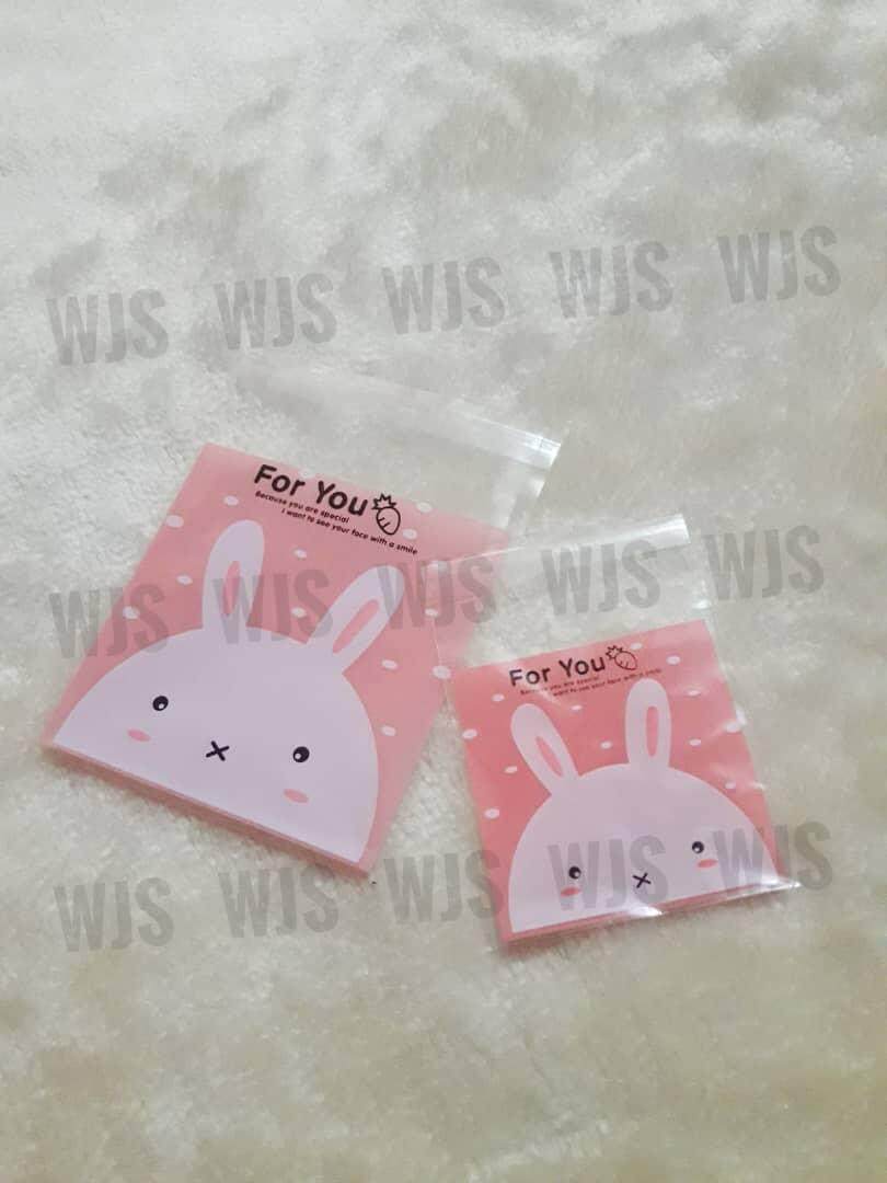 (MULTIPLE SIZES) WJS 100pcs 100 pcs Cute Pink Rabbit Kuih Raya Wrapper ...