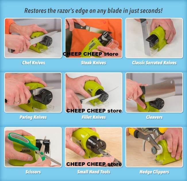 Swifty Sharp Tool & Knife Sharpener - Cordless Motorized Knife Scissors ...