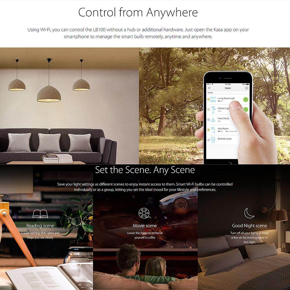 TP-Link LB100 Smart Wi-Fi LED Bulb with 50W 600 lumens Dimmable Soft ...