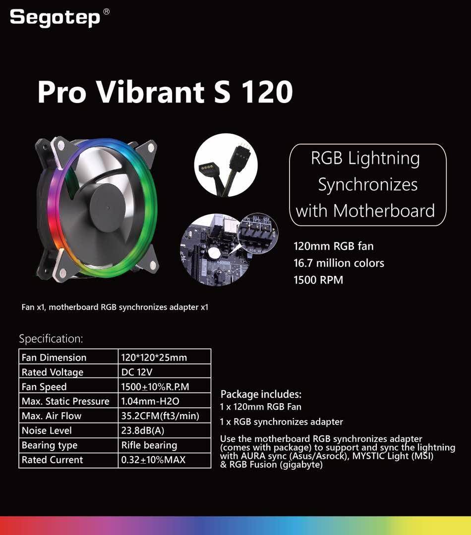 Segotep Pro Vibrant S 120 RGB Fan Ra (end 4/10/2022 3:51 PM)