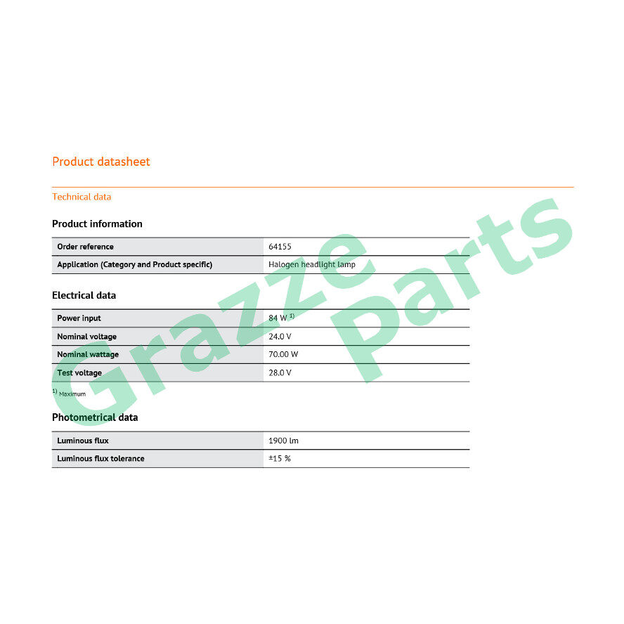 Original Osram 64155 H1 24V 70W Halogen Light Car Bulb - Made In ...