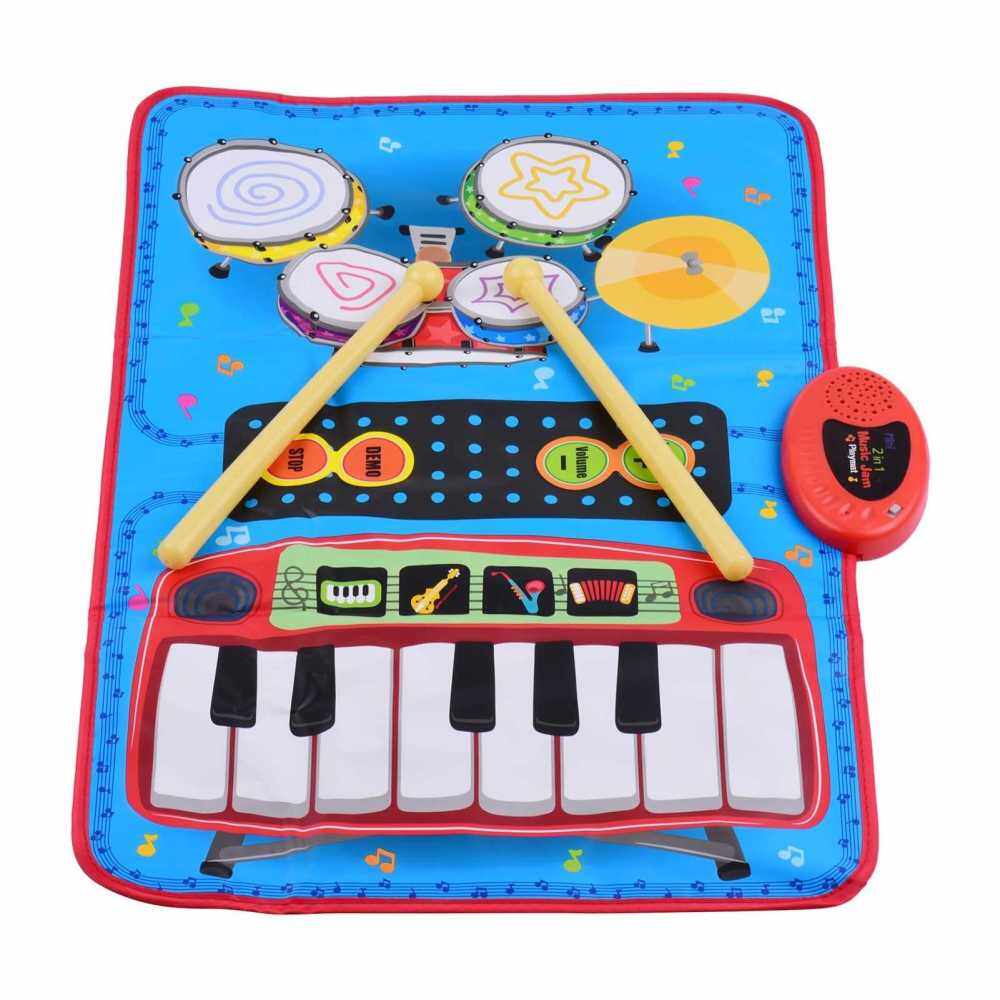 70 * 45cm Electronic Musical Mat Piano and Drum Kit 2-In-1 Music Play ...