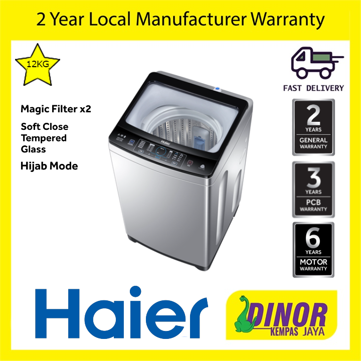 Haier 12kg Fully Auto Washing Machine HWM120-M826 Mesin Basuh Washer Grey | PGMall
