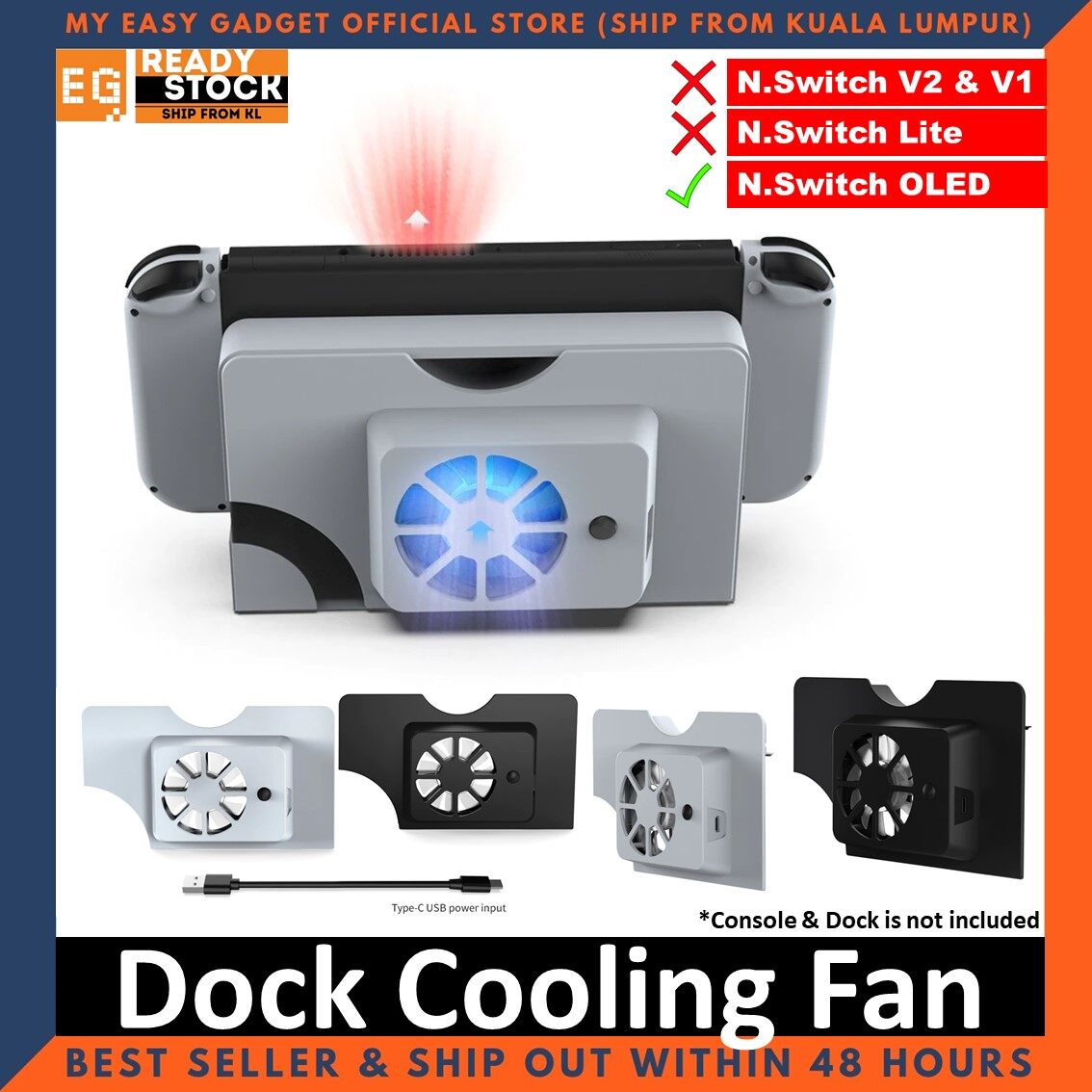 DOBE Nintendo Switch OLED Dock Cooling Fan TV Station Cooler TNS-1136