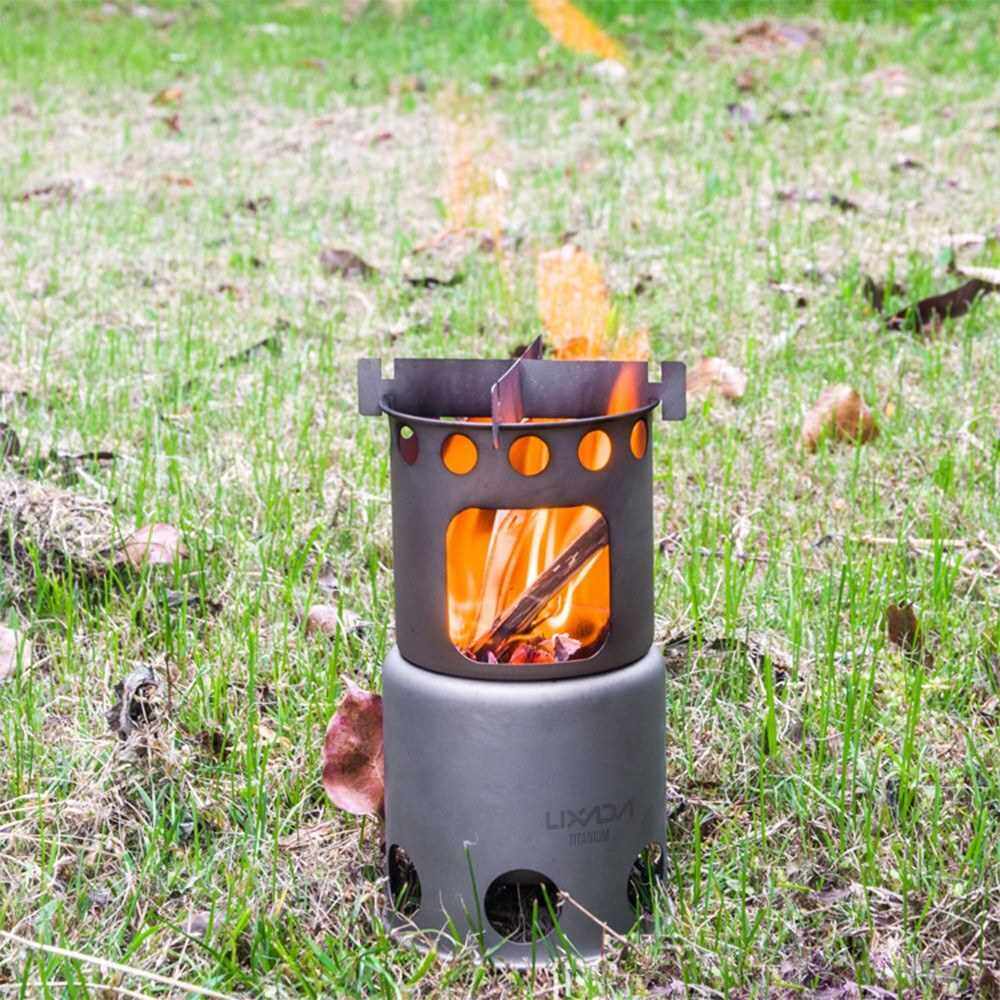 Lixada Portable Camping Wood Stove Folding Lightweight Titanium Wood ...