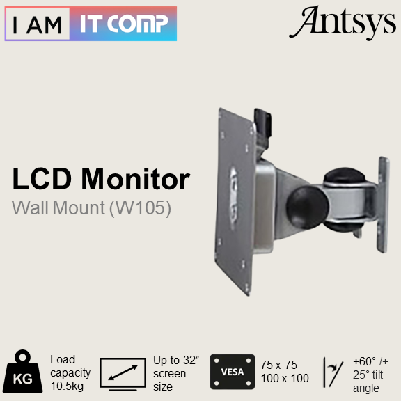 Antsys W105 Wall Mount LCD Bracket / Monitor Wall Mount / Monitor Bracket up to 32 inch