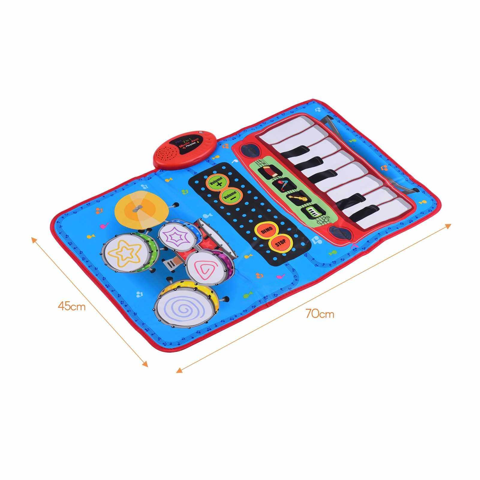 70 * 45cm Electronic Musical Mat Piano and Drum Kit 2-In-1 Music Play ...
