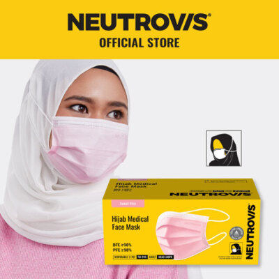Neutrovis 3-Ply Hijab Basic Medical Face Mask - Sweet Pink (HEADLOOP)