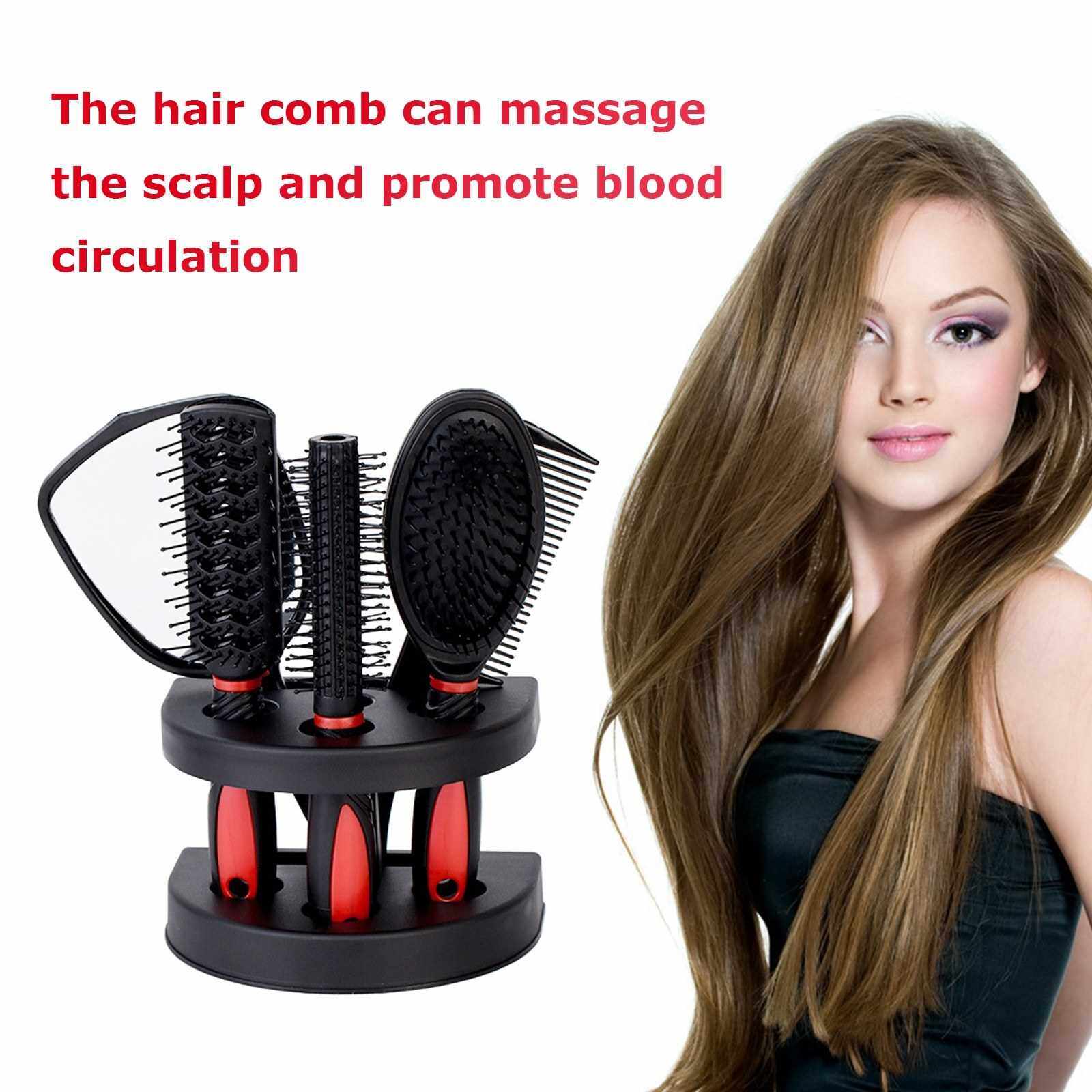 Set of 5 Hair Combs Mirror Set Professional Salon Hair Cutting Brushes ...