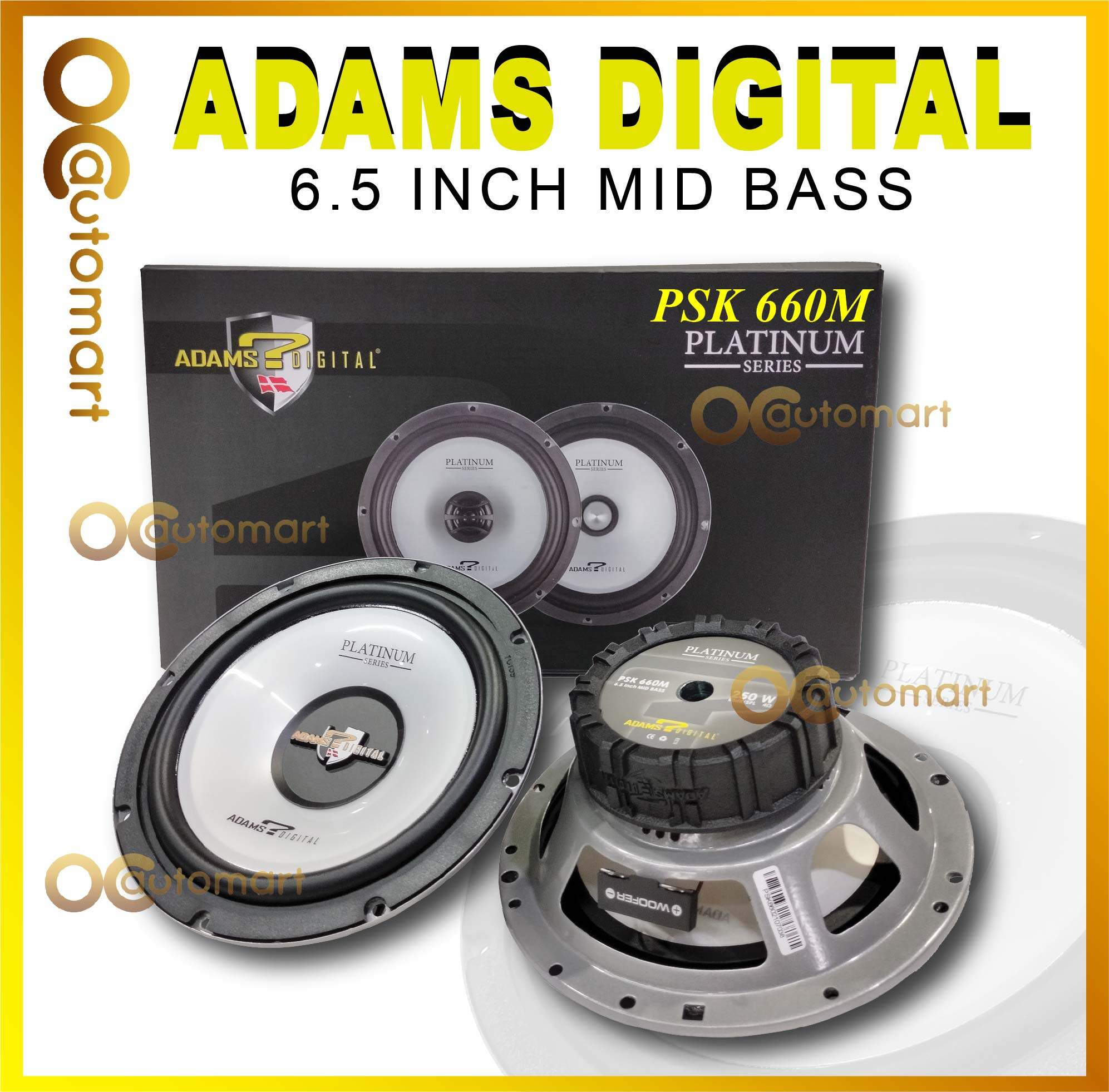 Adams Digital Platinum Series 6.5 inch Mid Bass 250 Watts PSK 660M Car ...