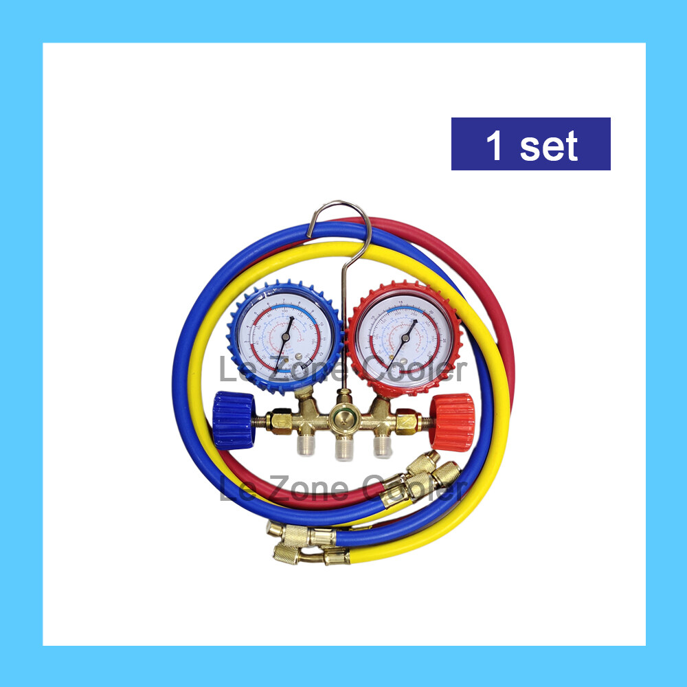 Aircond Dual Manifold Gauge Set Gas Meter Charging Hose - R12 , R22 , R404A R404 , R134a R134