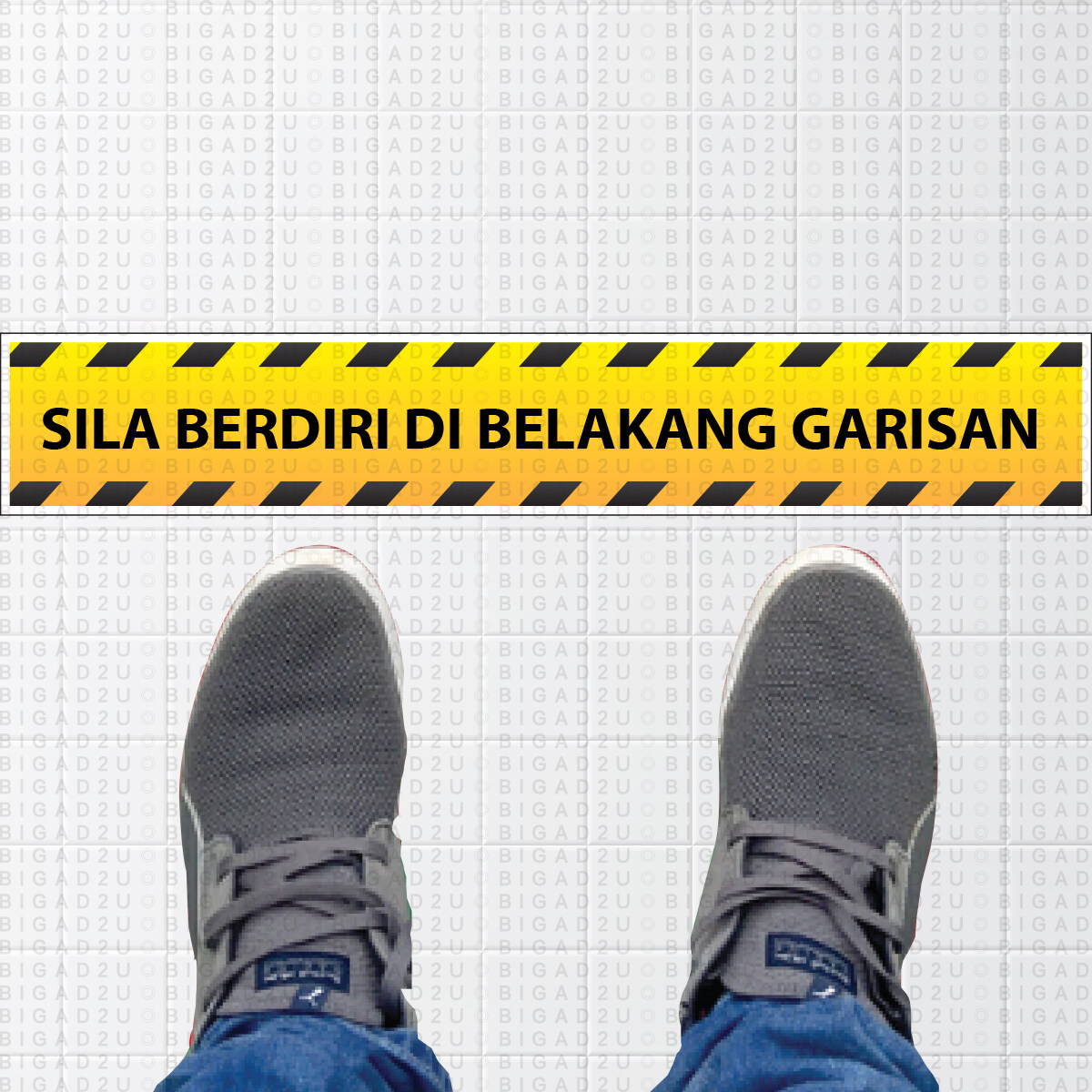 SOCIAL DISTANCING ANTI SLIP FLOOR STICKER Please Stand Behind Line 24x4