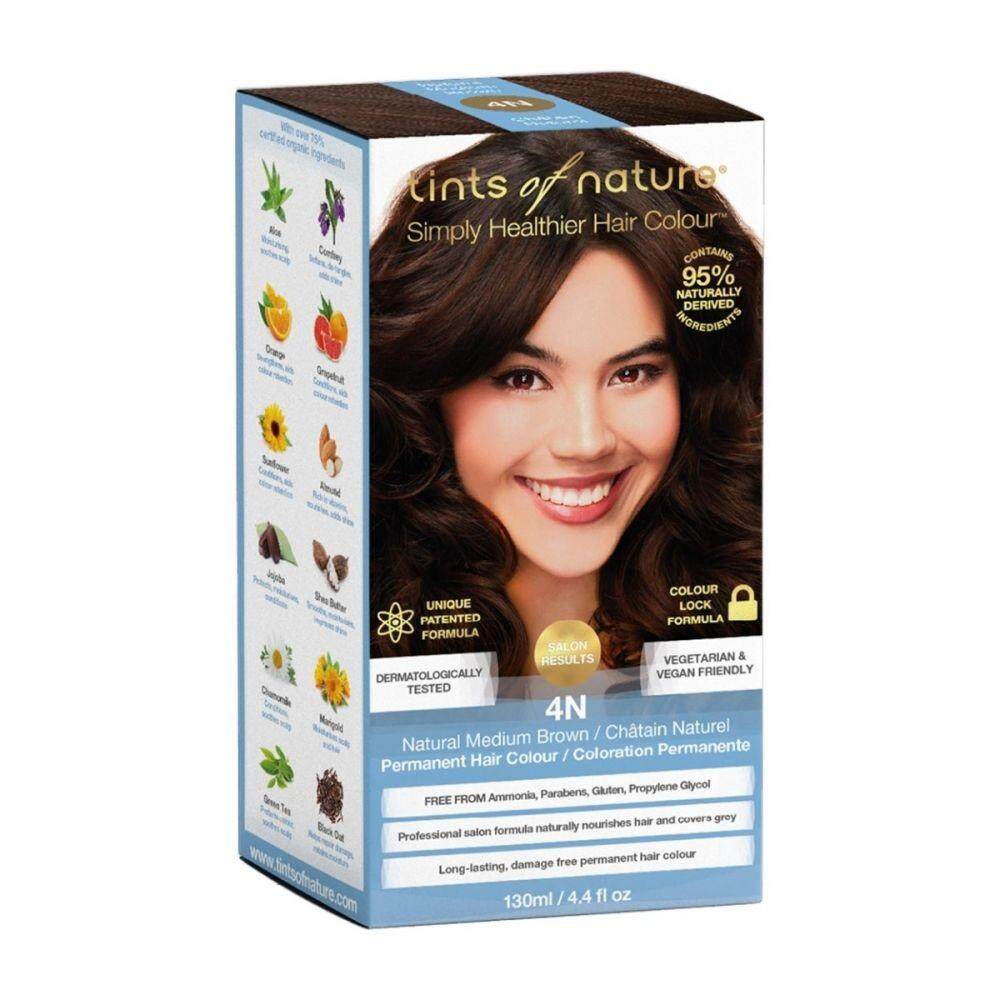 (Random FOC Shampoo 100 ml) Tints of Nature Permanent Hair Colour 4N ...