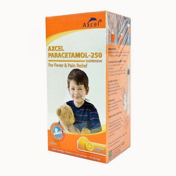 Axcel Paracetamol Suspension 250mg 5ml 90ml Syringe