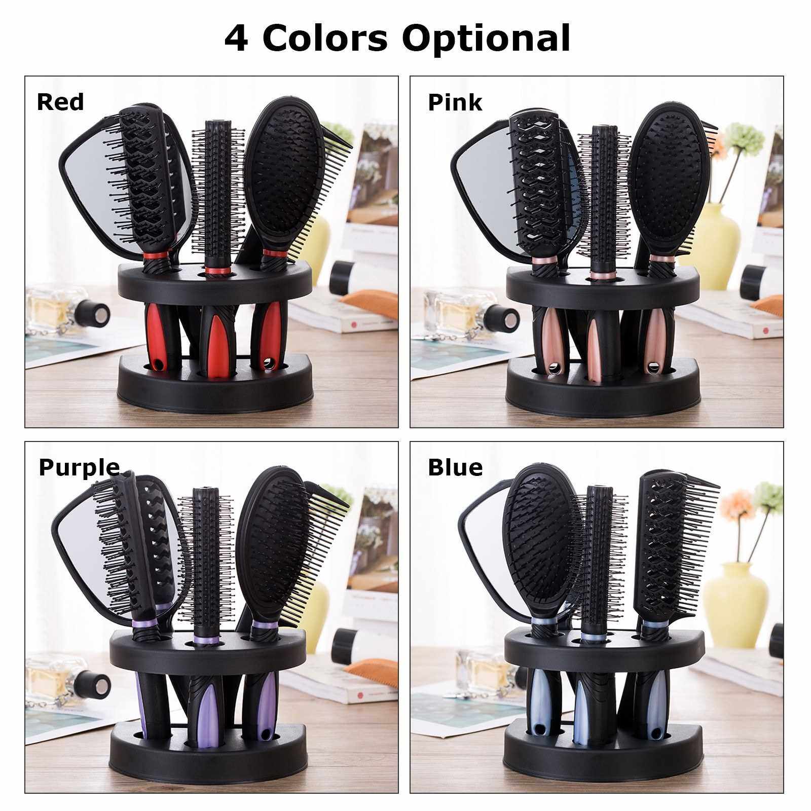 Set of 5 Hair Combs Mirror Set Professional Salon Hair Cutting Brushes ...