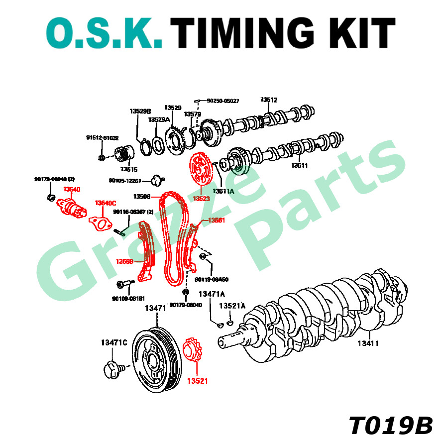 🎌 Made In Japan 💯 O.S.K. Timing Chain Kit Set for Toyota Land Cruiser ...