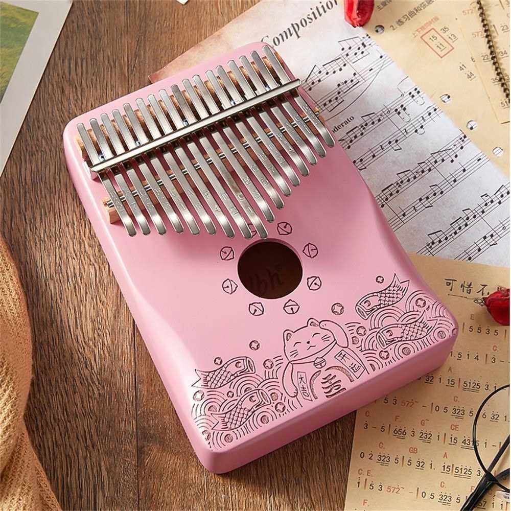 Muslady 17-Key Full Solid Veneer Wood Kalimbas Thumb Piano Finger ...
