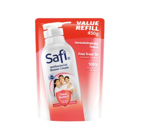 Safi Antibacterial Shower Cream Refill Pouch Total Protect (450g)