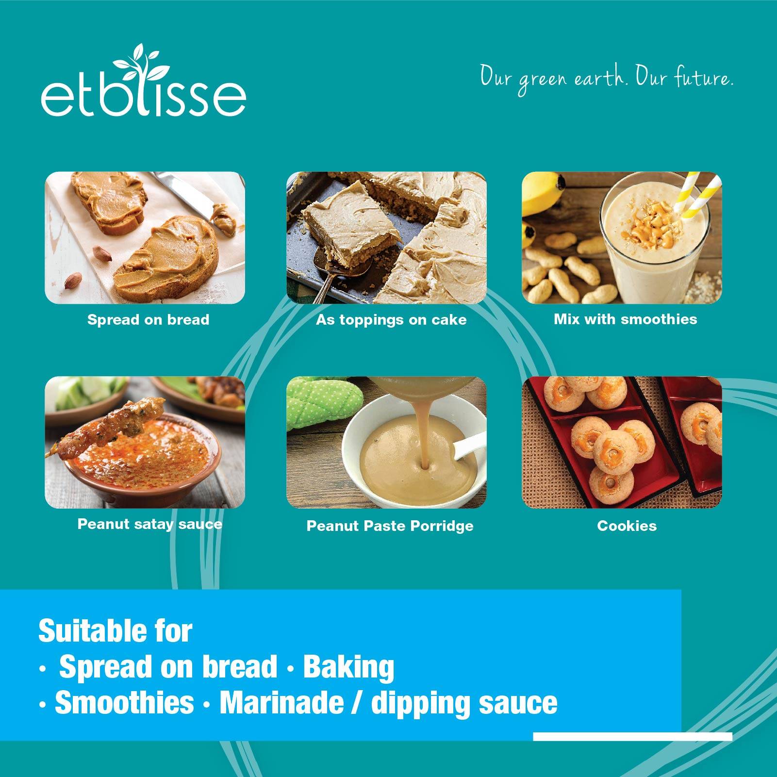Etblisse Bamboo Salt Organic Peanut Butter Smooth 350g (HALAL) | New PGMall