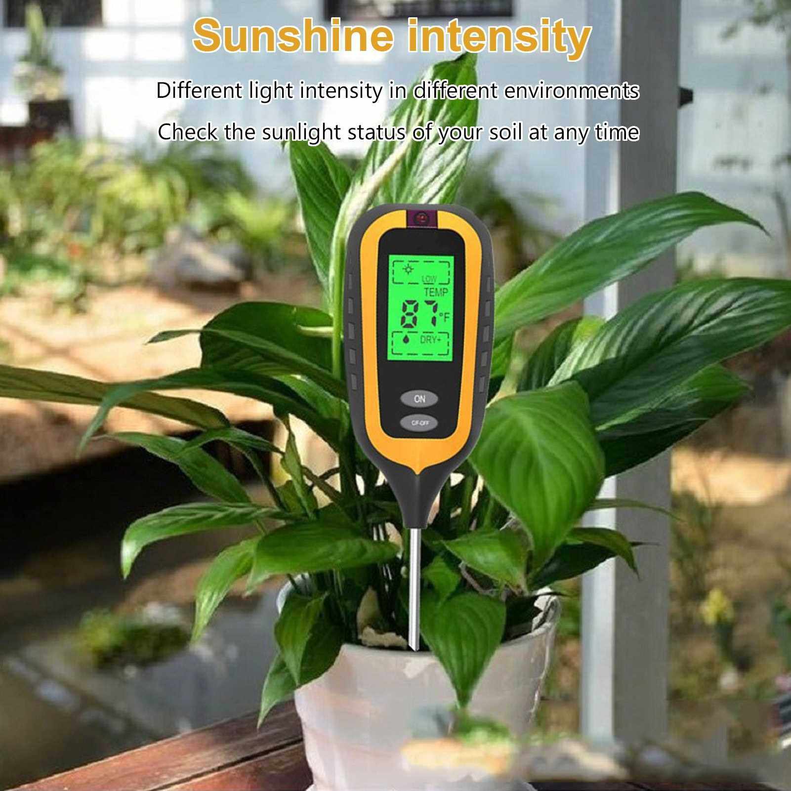 Soil PH Meter Soil Moisture Meter 4-in-1 Soil Tester for Moisture Light ...