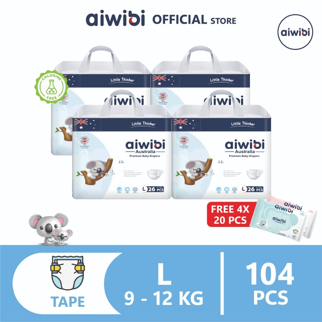 Aiwibi Medium Pack Premium Tape Diapers 02 - Size NB / S / M / L / XL ...