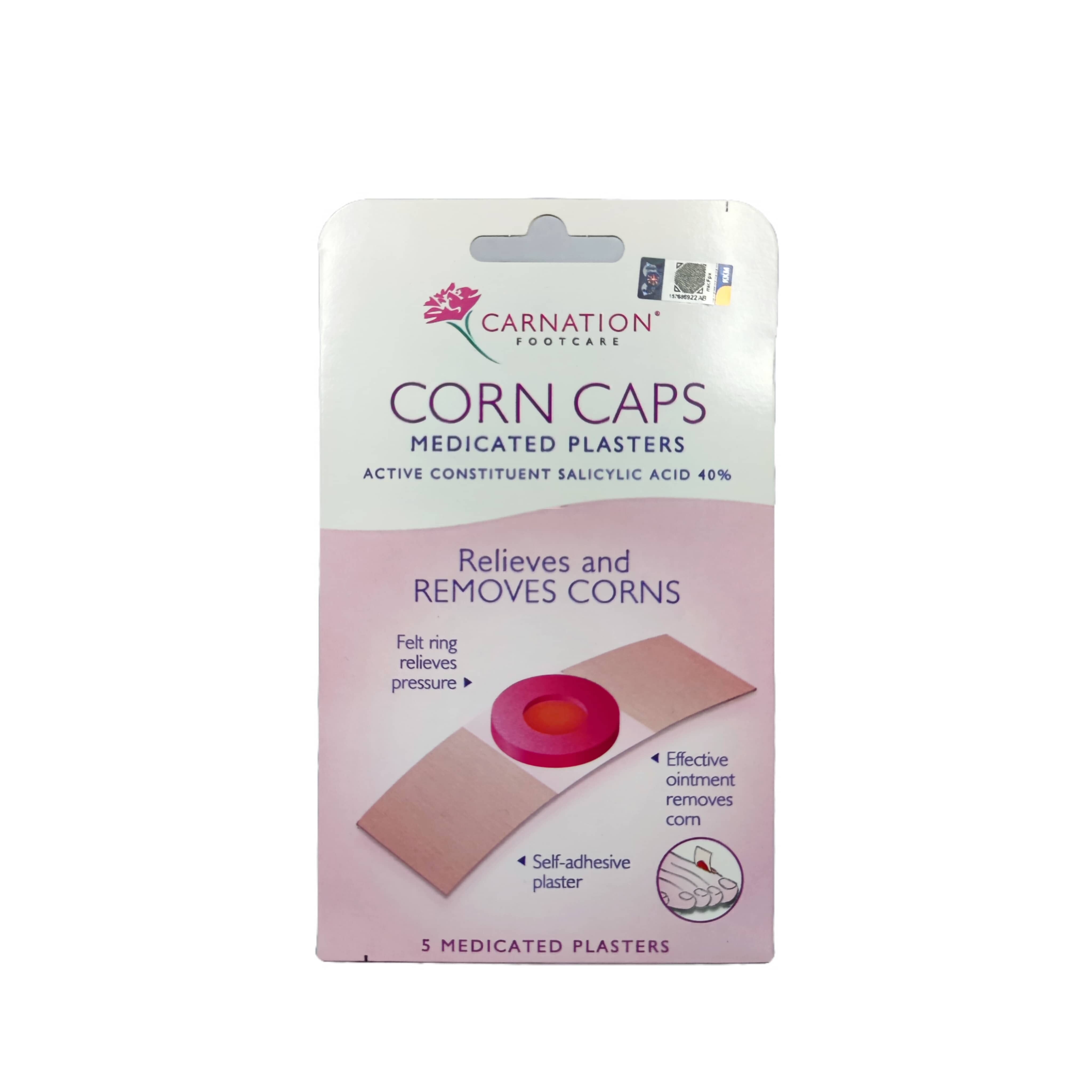 CARNATION CORN CAPS (MEDICATED PLASTER) RELIEVE AND REMOVE CORNS 5'S ...