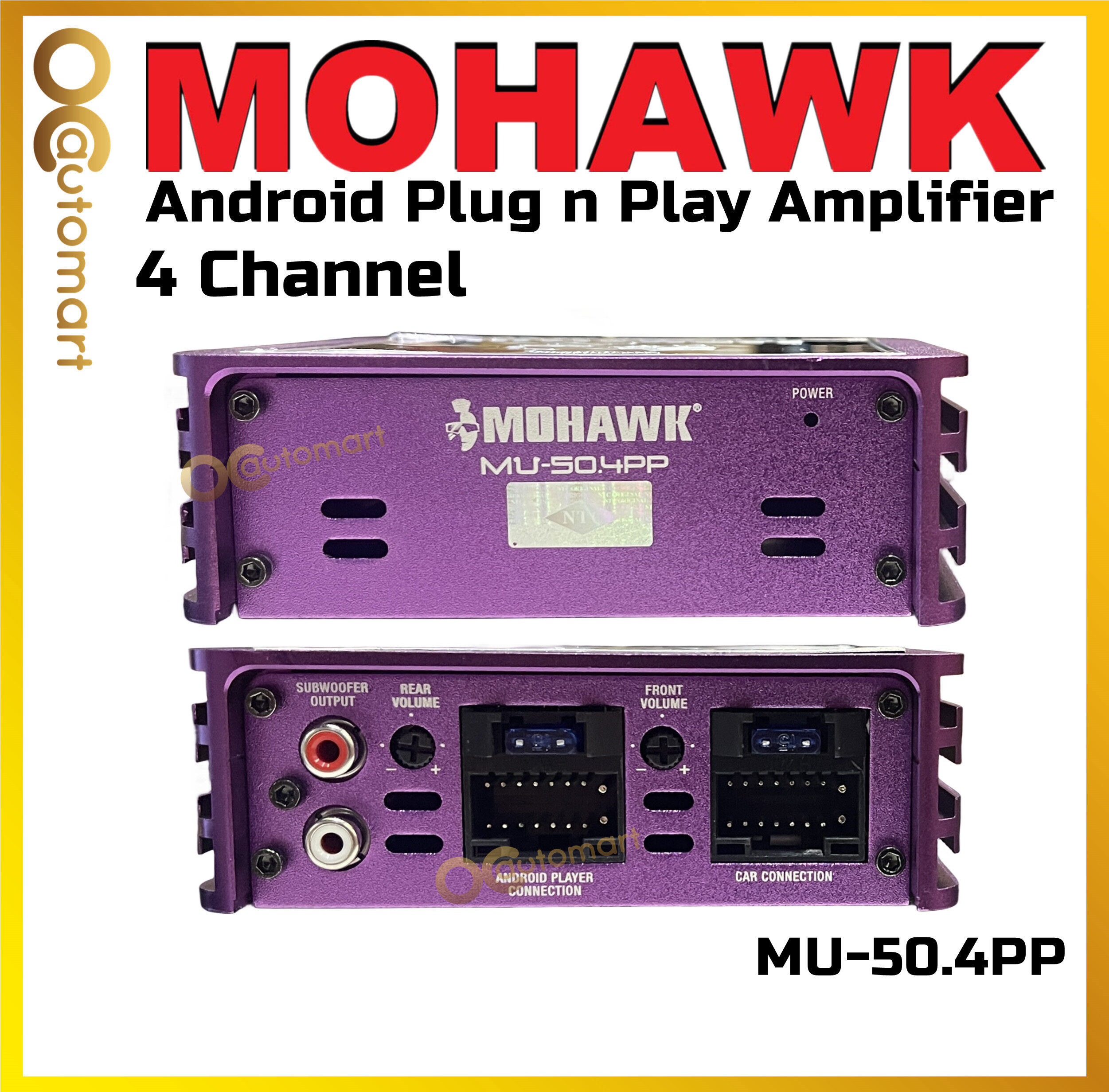 Mohawk 4 Channel Plug and Play Power Amplifier for Car Android Player ...