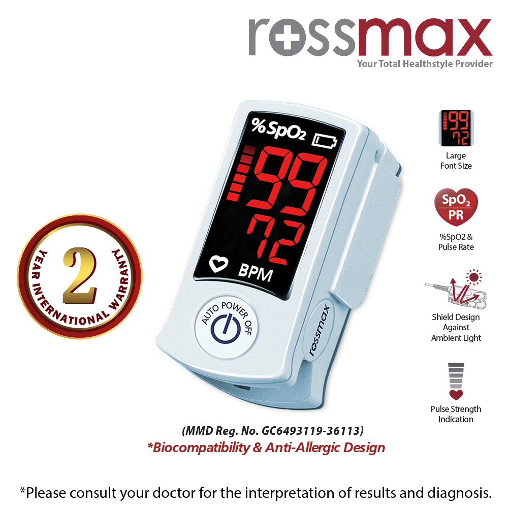 ROSSMAX Fingertip Pulse Oximeter Model SB100 rossmax-fingertip-pulse-oximeter-model-sb100
