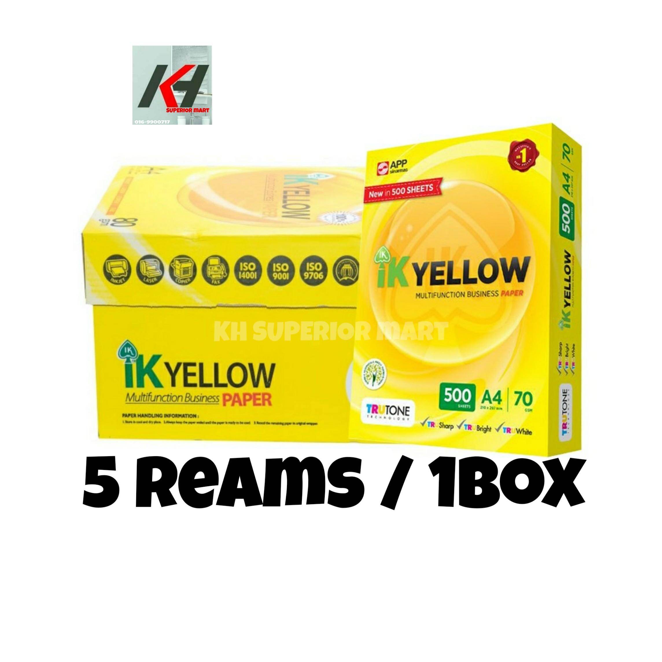 IK Yellow Multifunction Business Paper A4 70 gsm 500 Sheets 5REAMS/1BOX ...