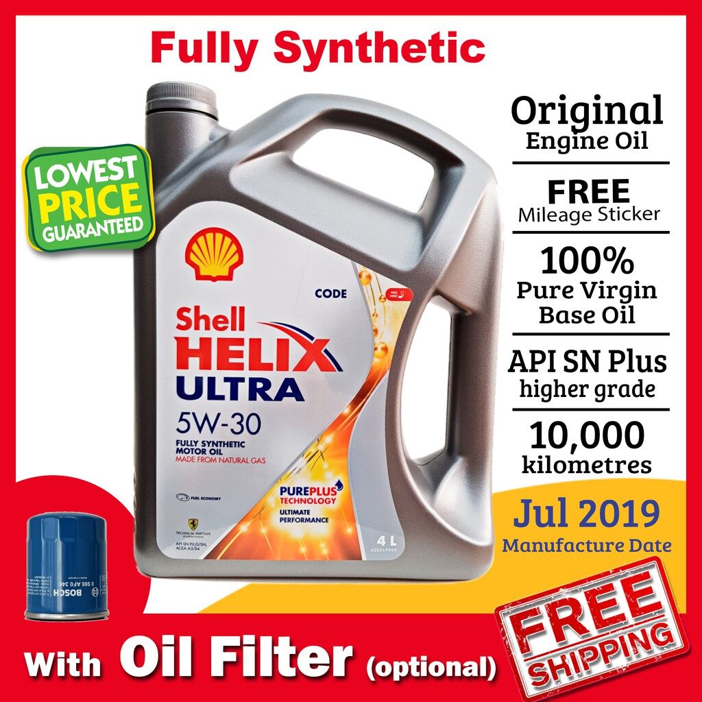 Shell Helix Ultra 5W 30 4L Fully Synthetic Engine Oil 5W30 with Oil
