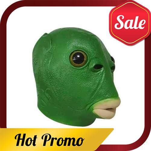 Green Fish Head Mask Funny Creepy Fish Head Party Mask Adult Animal ...