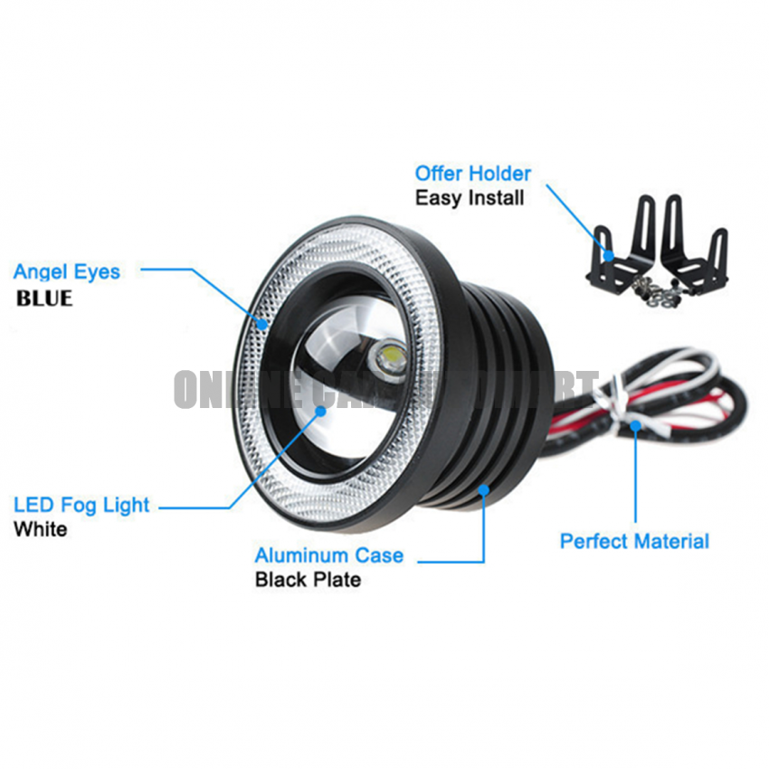 LED 3.5 inch 89mm R500 Universal Angel Eyes Fog Lamp Fog Light - Blue Led