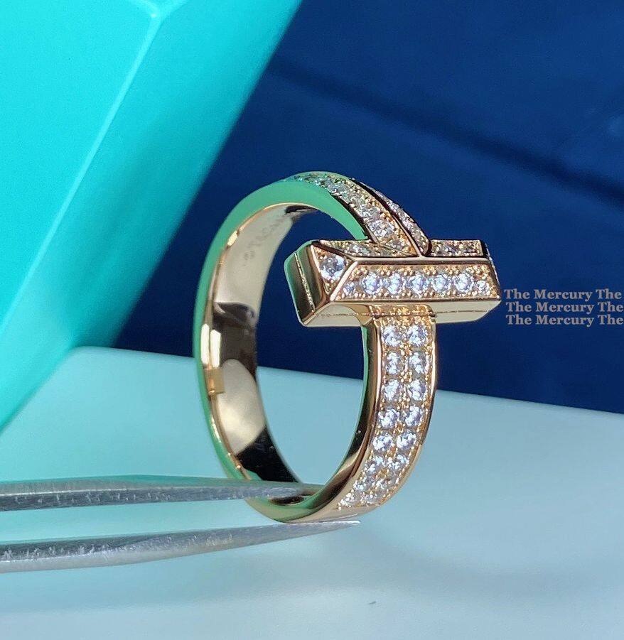 [4.5 mm Wide] 3 Colors Tiffany T Collection Full Diamond Rings Tiffany ...