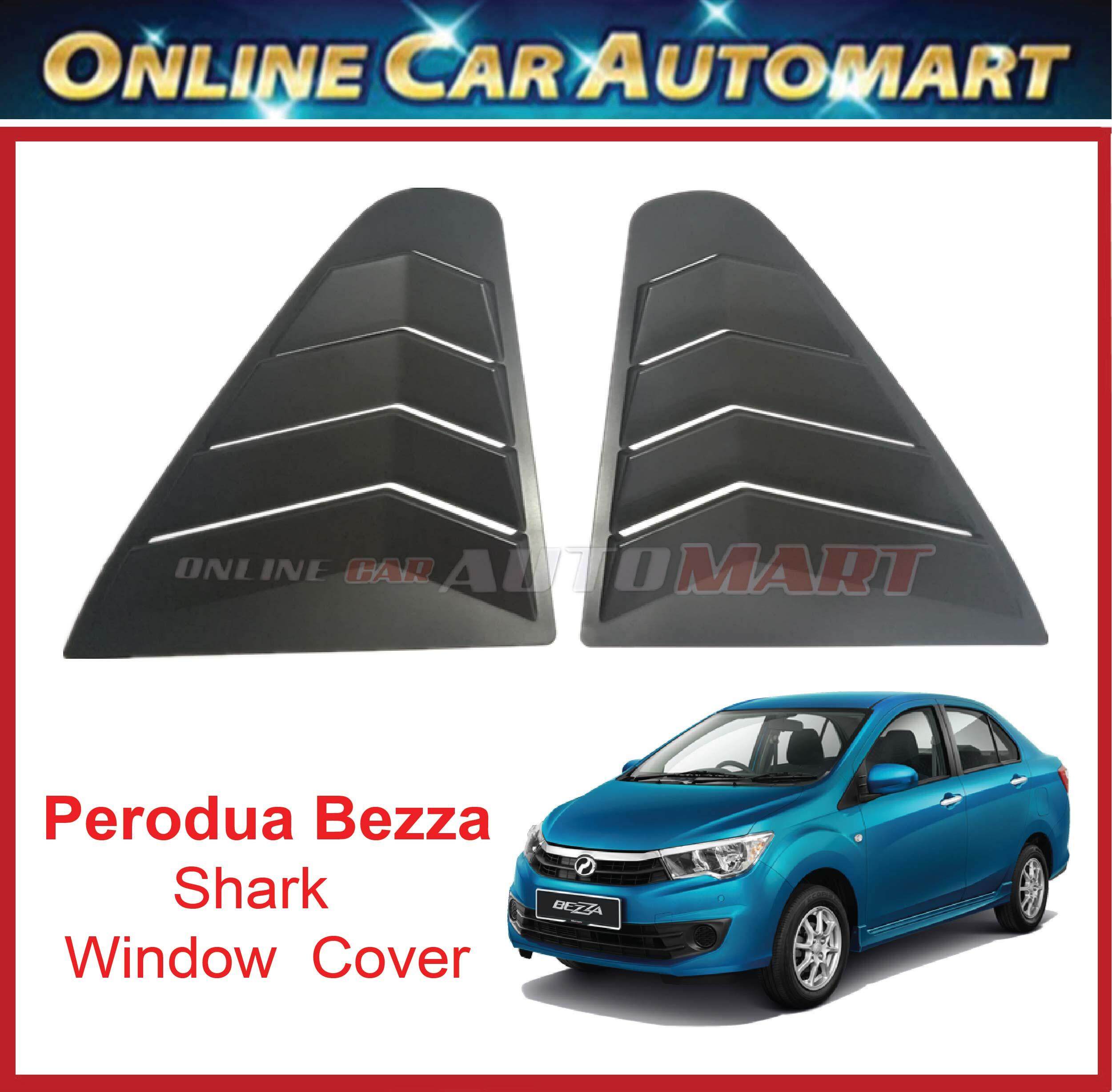Perodua Bezza Black Rear Side Shark Louver Window Cover Triangle Mirror ...