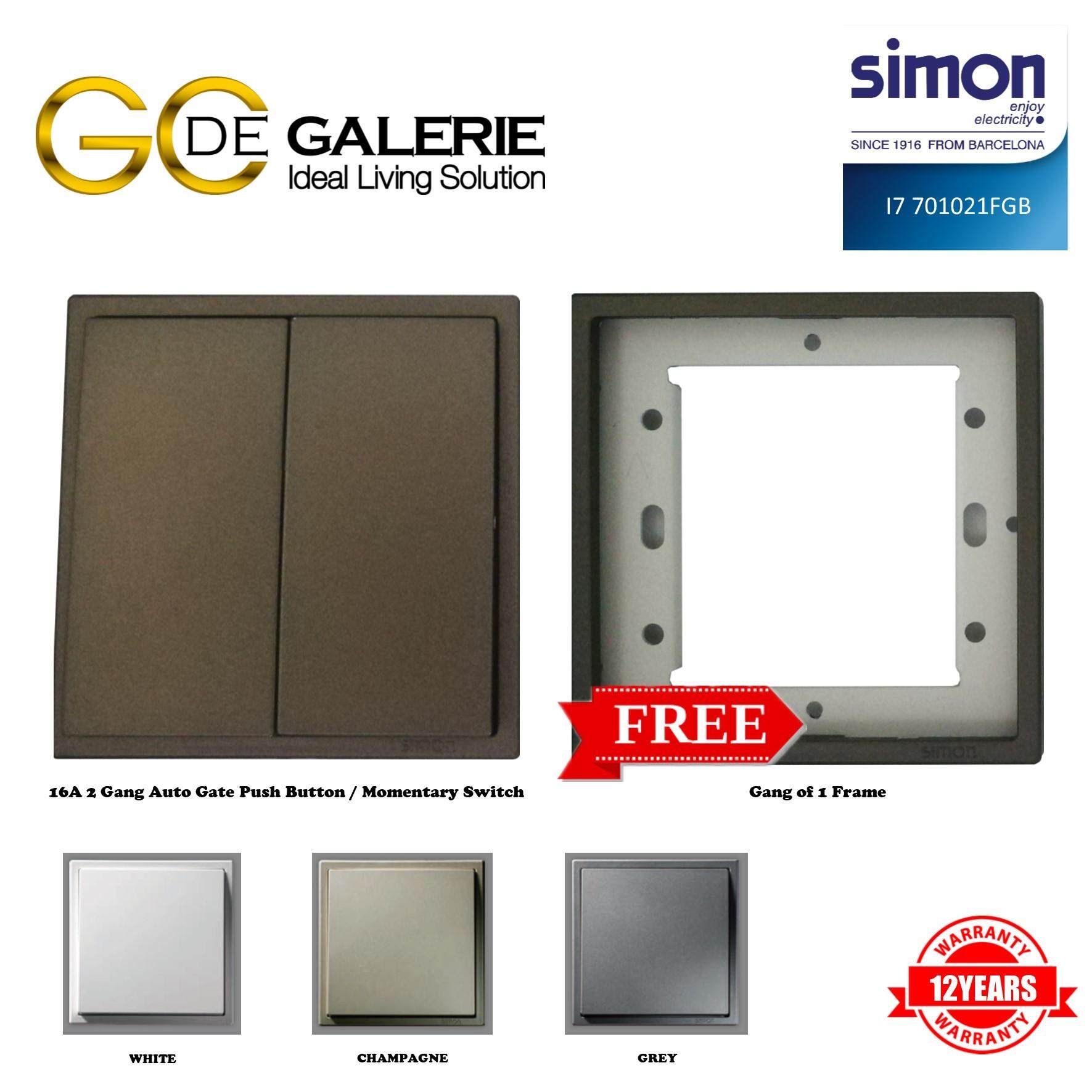 SIMON i7 SERIES 701021F 2 GANG AUTO GATE PUSH BUTTON / MOMENTARY ...