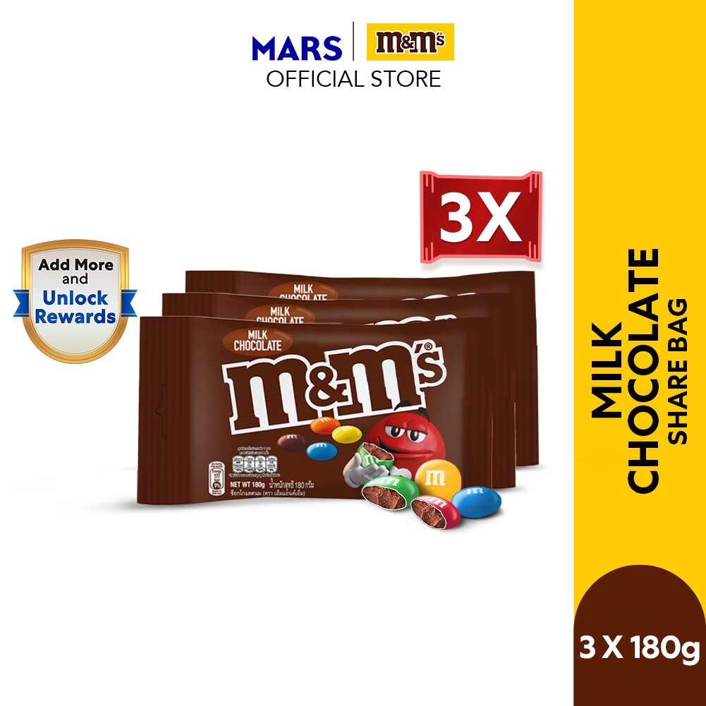 [Bundle of 3] M&M'S Milk Chocolate Share Bag 180g Chocolate Milky