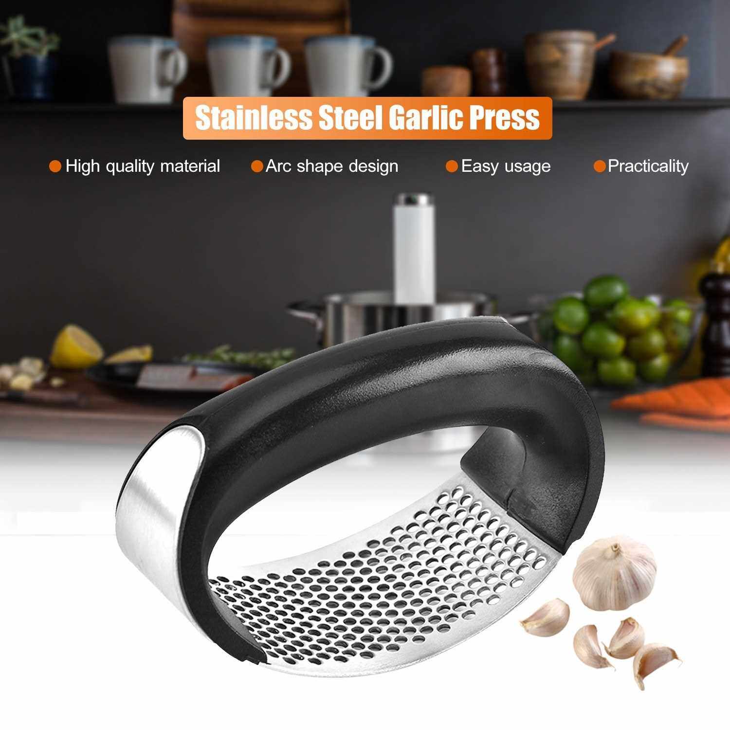 Stainless Steel Garlic Press Rocker Mincer Crusher Roller Squeezer ...