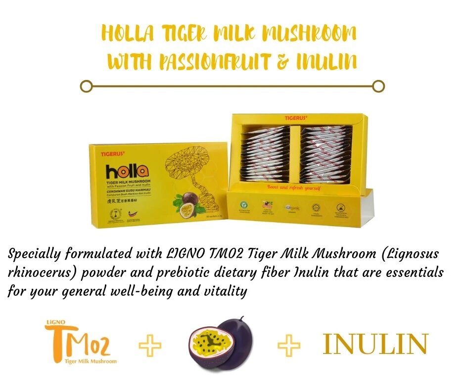 TIGERUS Holla Tiger Milk Mushroom with Passion Fruit and Inulin (2g x ...