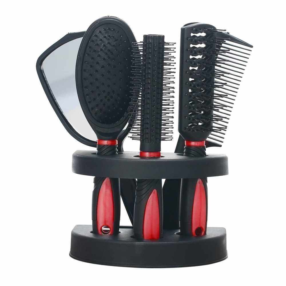 Set of 5 Hair Combs Mirror Set Professional Salon Hair Cutting Brushes ...