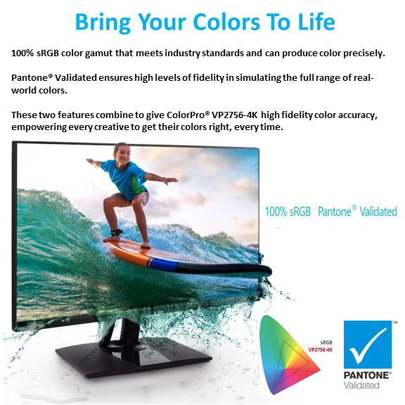 ViewSonic VP2756-4K 27 Inch UHD IPS Pantone Validated 100% sRGB ...