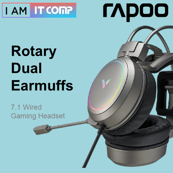 RAPOO VH610 Virtual 7.1 Surround Sound Wired Gaming Headset with LED Backlit / ANC Function ...