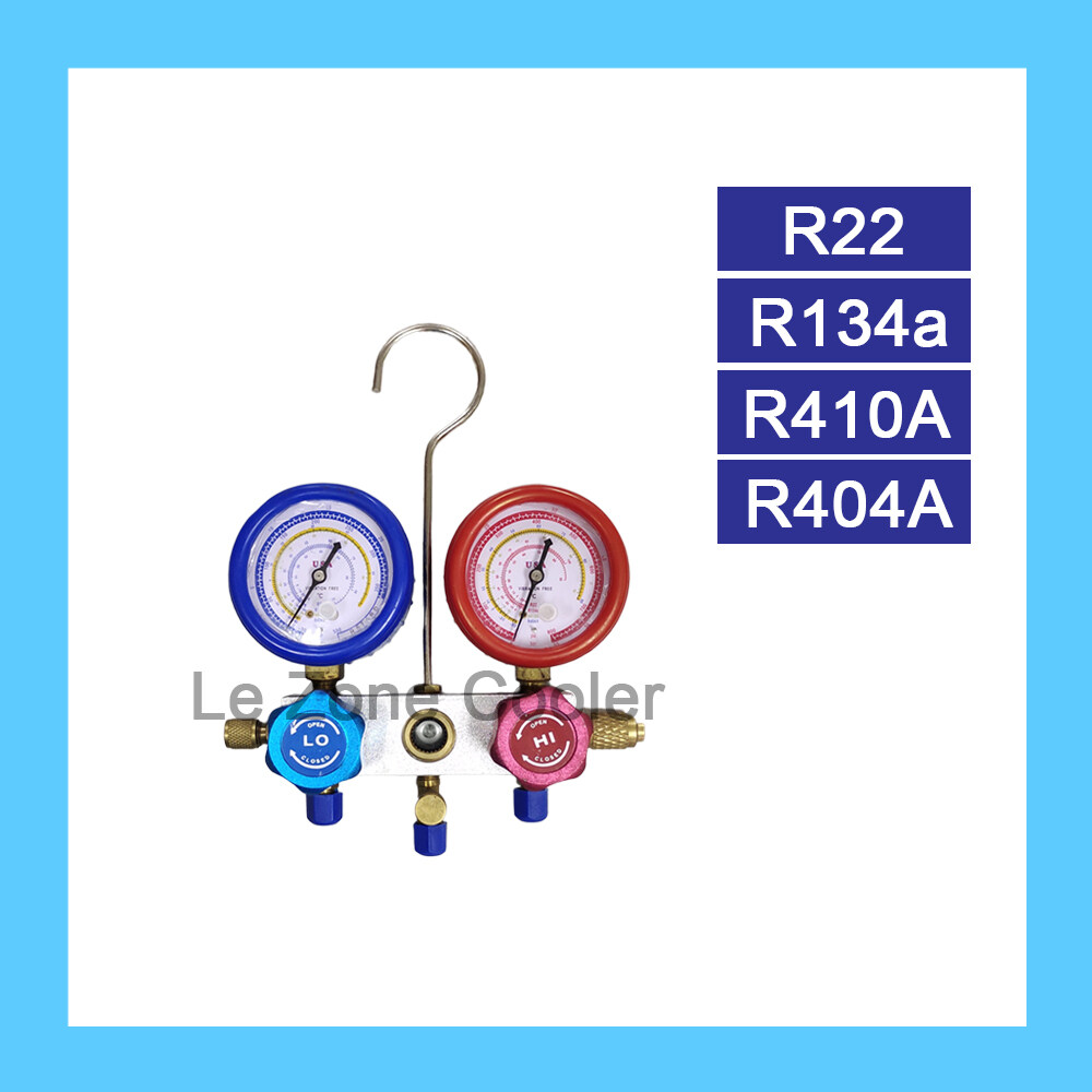 Aircond USA Dual Aluminium Manifold Gauge Set Refrigerant Gas Meter Charging Hose R22 , R134a ...