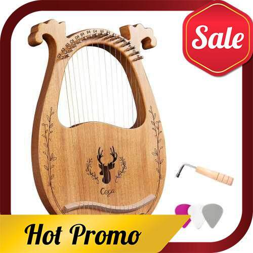 16-String Wooden Lyre Harp Resonance Box String Instrument with Tuning ...