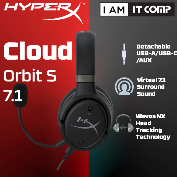 HyperX Cloud Orbit S 7.1 Surround Sound Wireless Gaming Headset with 3D Head Tracking Technology ...
