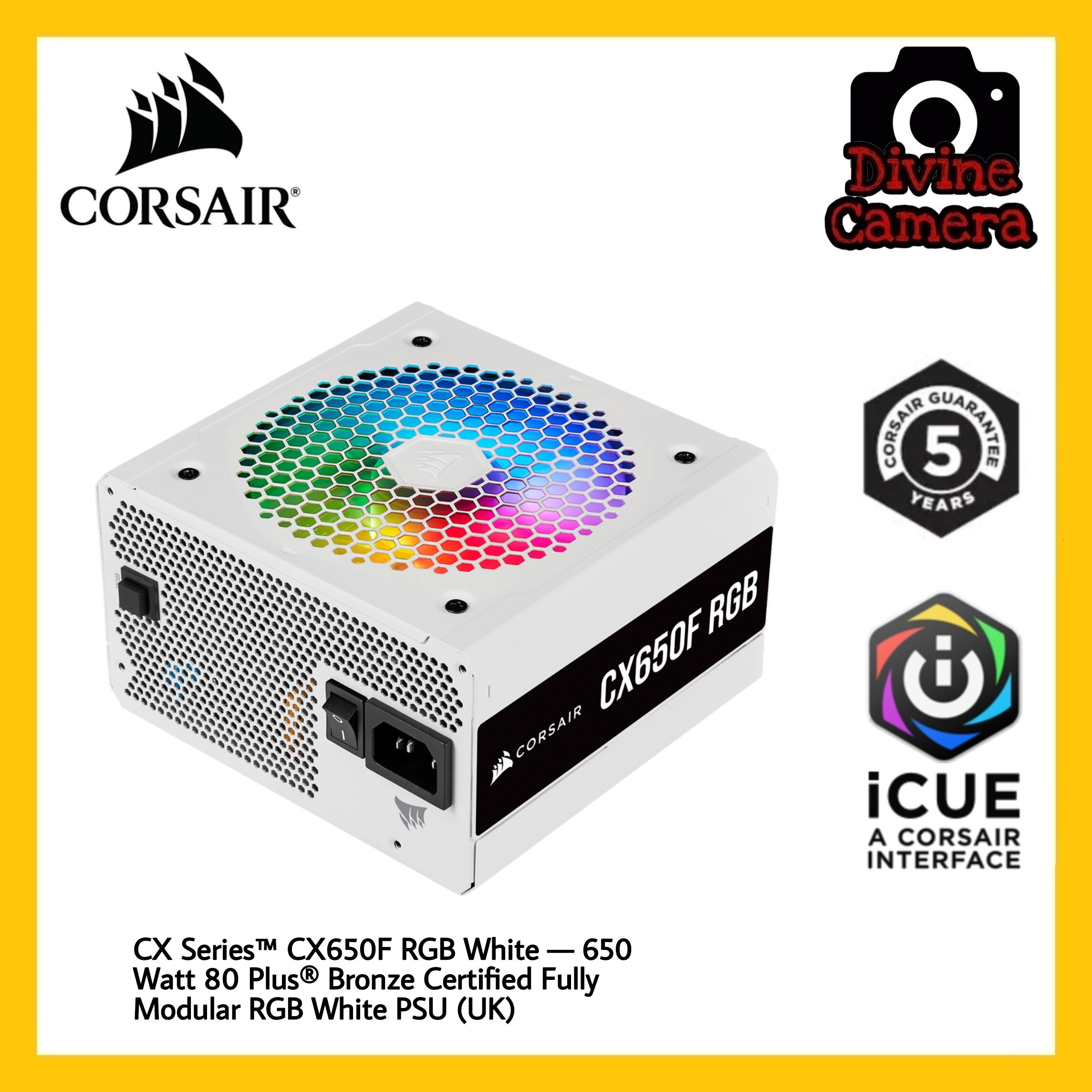 Corsair CX Series CX650F RGB White 650 Watt 80 Plus Bronze Certified ...