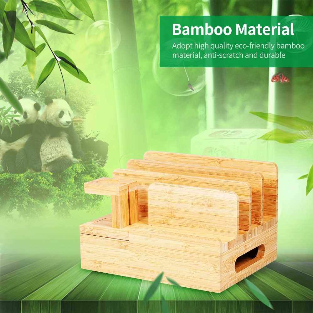 Multifunctional Bamboo Wood Storage Bracket Mobile Phone Tablet Storage ...