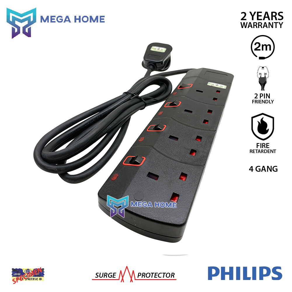 Philips 3/ 4/ 5/ 6 Gang Individual Switch Power Extension Socket 2 ...