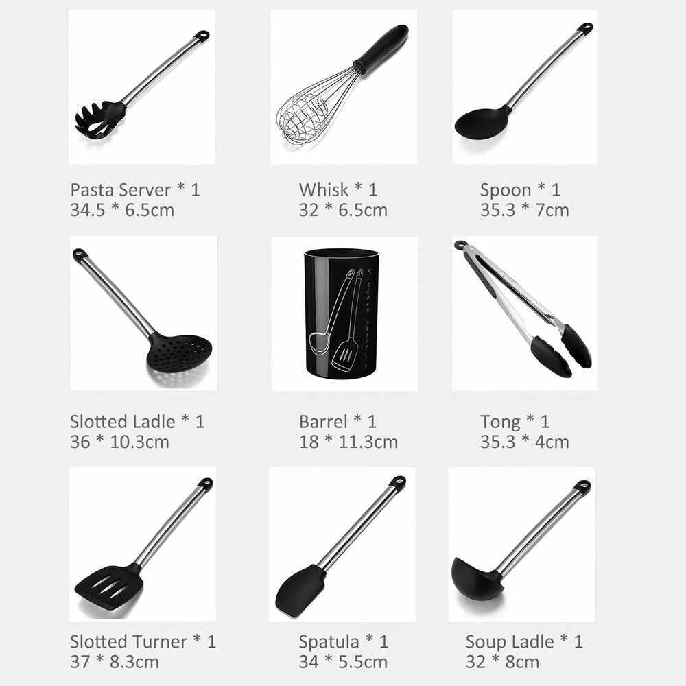 Kitchen Utensils Set 8Pcs Silicone Non-stick Barreled Cooking Utensils ...