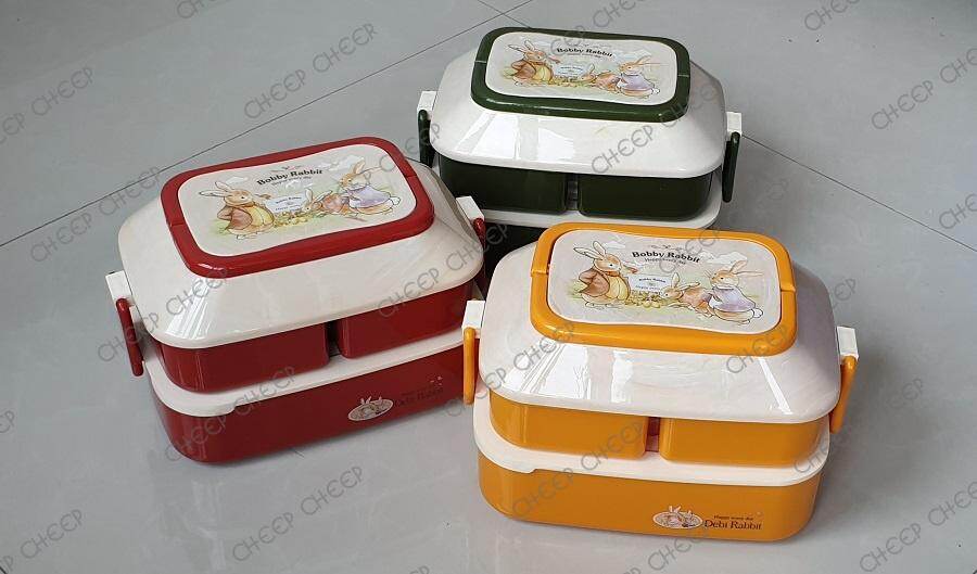 Bobby Rabbit Multi-Tier Lunch Box 3 Non Spill Individual Compartment ...