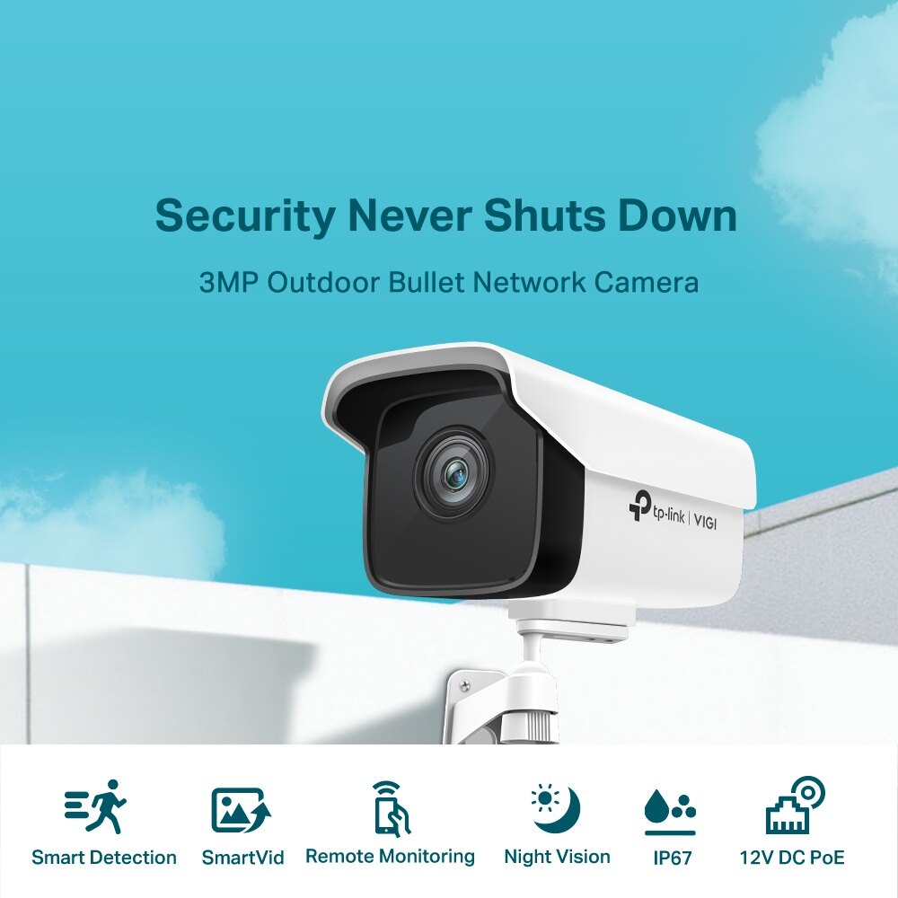 TP-Link 3MP Outdoor Wire CCTV Ultra-High Definition IR Bullet Network ...